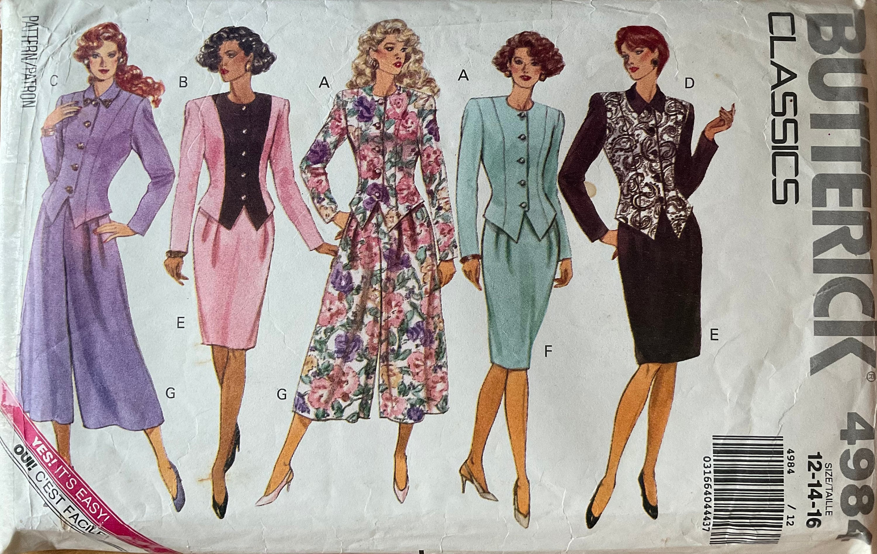 Butterick 4984 Sewing Pattern (Vintage) CUT – ANAPACLOTHING